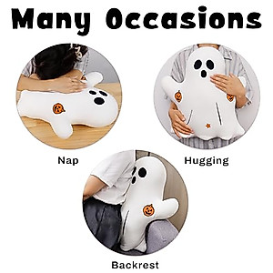 OurHonor 16.5" Ghost Pillow Halloween Throw Pillows Cute Stuffed Animals Plush, Ghosts Shaped Spooky Plushies Doll Toy Decorative for Home Party Decor (Pumpkin)