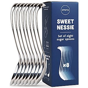 OTOTO Sweet Nessie Sugar Spoon (Set of 8) - Stainless Steel Tea Spoon - 100% Food Grade & Dishwasher Safe - Perfect Spoon for Tea & Coffee