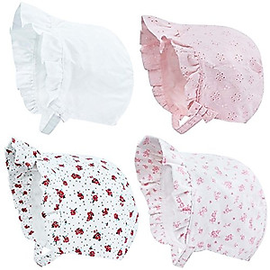 Keepersheep Infant Baby Girls' Bonnet Hat Cap, Cotton Flower Print Embroidery Bonnet(12-18 Months, White)