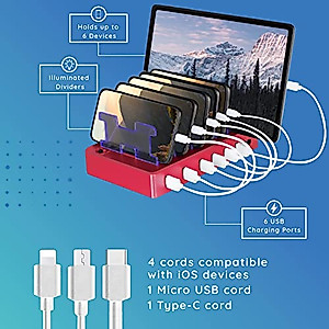 Hercules Tuff Charging Station with 6 Cables - Pink