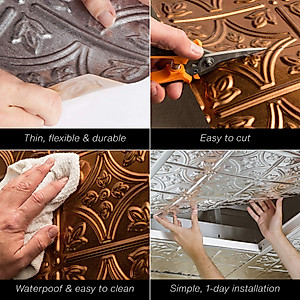 FASÄDE Flat Decorative Vinyl 2ft x 2ft Lay in Ceiling Panel in Polished Copper (5 Pack)