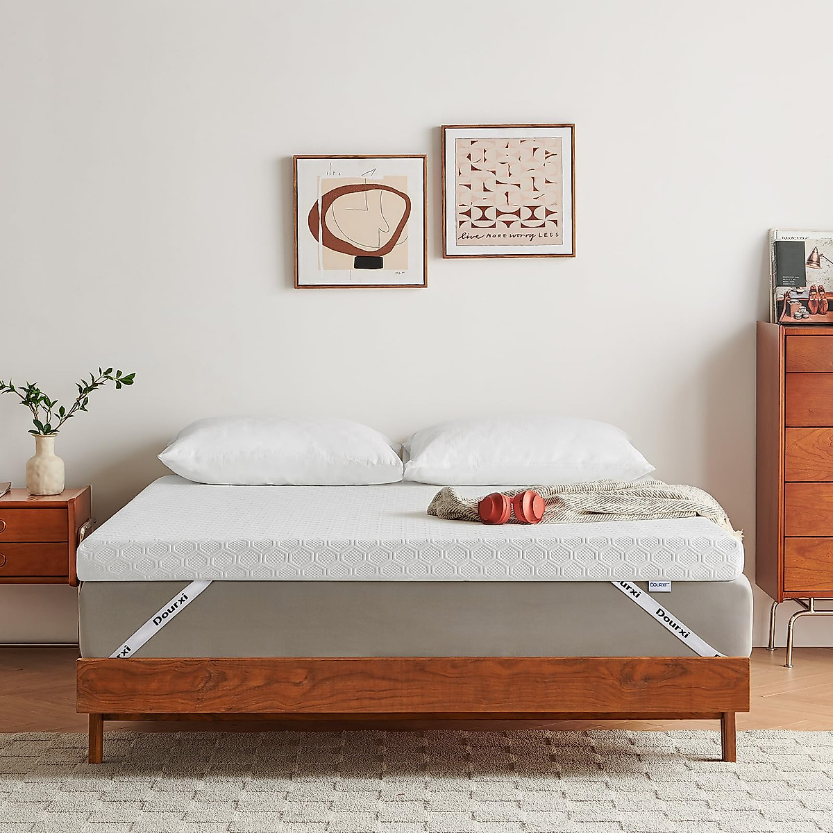 Dourxi Queen Size Mattress Topper 3 Inch Dual Layer Memory Foam Mattress Topper for Pressure Relief & High Density Foam for Body Support,Extra Firm Matress Topper with Washable Soft Cover