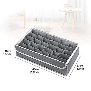 LEEFE Underwear Organizer with Lids, 30 Cells Sock Organizers Closet Storage Drawer Organizer for Socks Scarves (Grey)