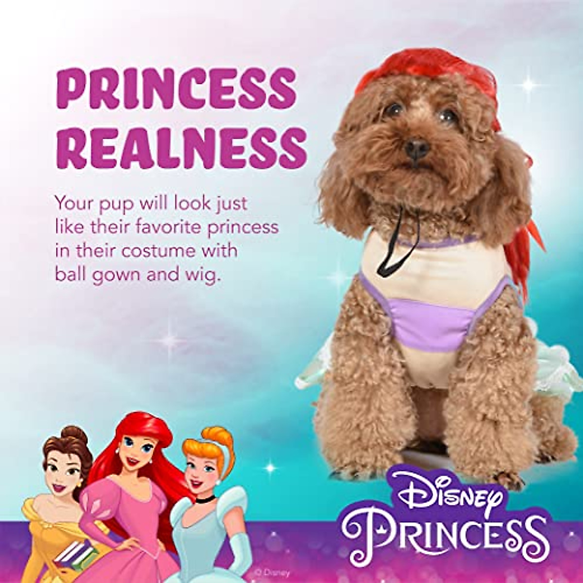 Disney for Pets Halloween Disney Princess Ariel Costume - Extra Small - | Disney Princess Halloween Costumes for Dogs, Officially Licensed Disney Dog Halloween Costume, Multicolor (FF22915)