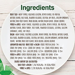 Nylabone Healthy Edibles Natural Puppy Treats Variety Pack - Puppy Supplies - Roast Beef, Bacon, Turkey & Apple Flavors, X-Small/Petite (3 Count)