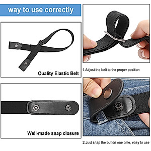 SANSTHS Buckle-Free Elastic Women Belt for Jeans Without Buckle, Comfortable Invisible Belt No Bulge No Hassle (Black, Plus Size)