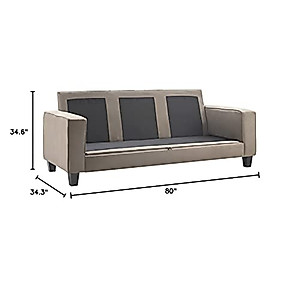 Serta Palisades Sofas with Storage 1 Modern Design, Track Arms, Foam-Filled Cushions, Easy-to-Clean Fabric Upholstery, 77", Soft Beige