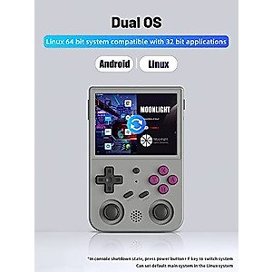RG353V Retro Handheld Games Console 3.5" IPS Screen Android Linux Dual System RK3566 64 bit WiFi Bluetooth Video Player Pre-Installed 4452 Games Supports Wired Handle (DXR-RG353V-Grey)