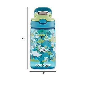 Contigo Kids Water Bottle, 14 oz with Autospout Technology – Spill Proof, Easy-Clean Lid Design – Ages 3 Plus, Top Rack Dishwasher Safe – Dinos