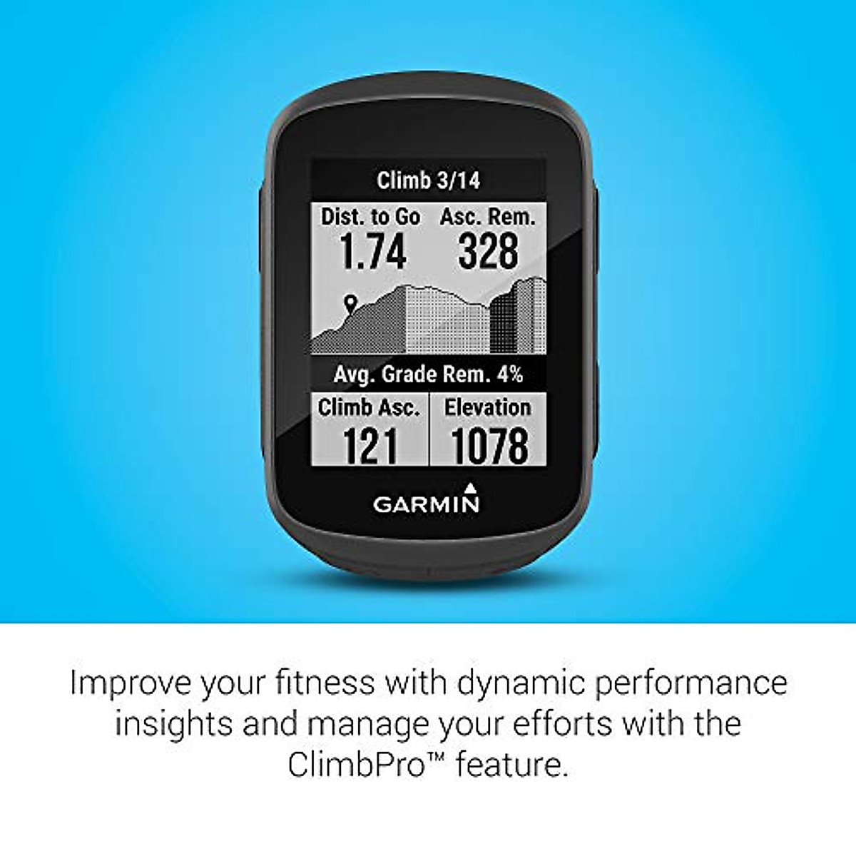 Garmin Edge® 130 Plus, GPS Cycling/Bike Computer, Download Structure Workouts, ClimbPro Pacing Guidance and More (010-02385-00), Black