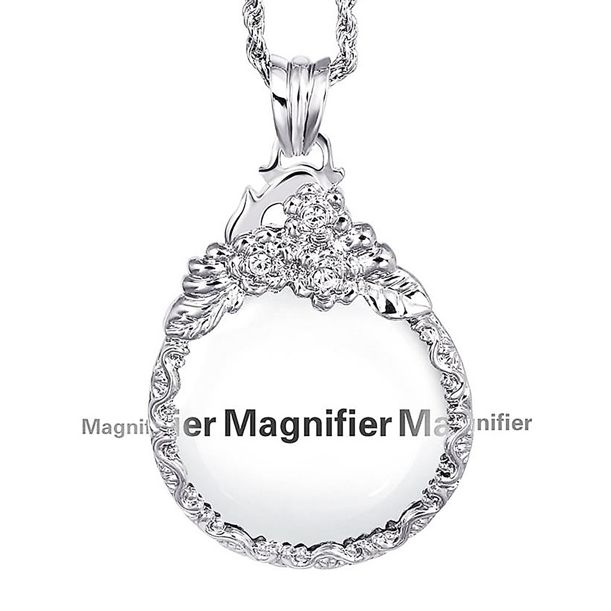 Elegant Magnifying Glass Necklace, Portable Necklace Magnifier Pendant, Delicate Reading Magnifying Glass with Chain Necklace, Light Weight Magnifier for Seniors Reading, Inspection, Coins, Jewelry