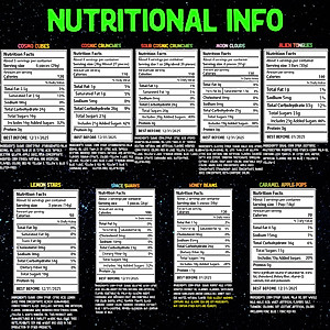 UFO Variety Pack - 9 Kinds of Premium Freeze Dried Candy - Cosmic Crunchies, Moon Clouds, Space Sharks, Alien Tongues, Lemon Stars and More - Shipped in a UFO Box with Fun Stickers (9 Pack)