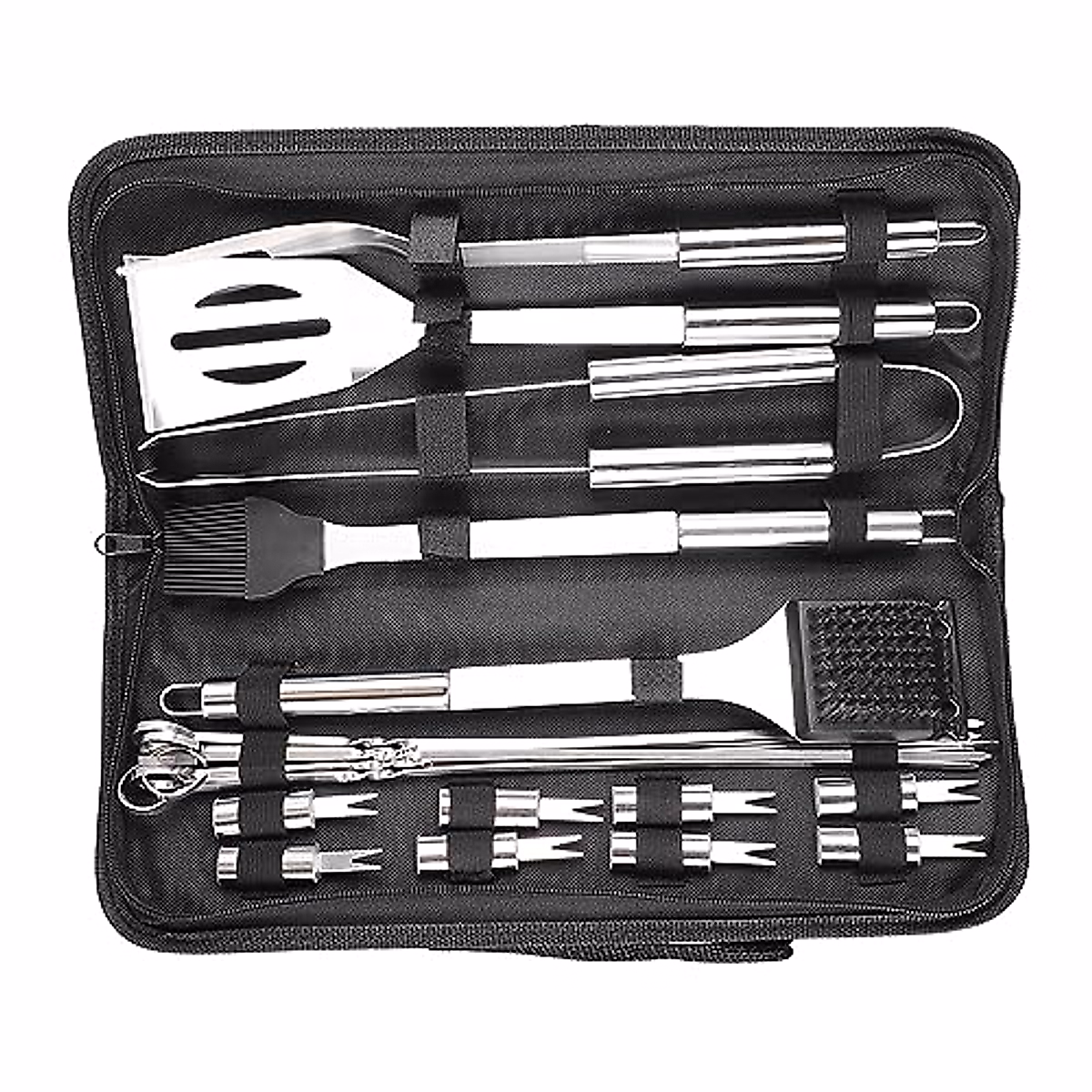 BBQ Grill Set, Stainless Steel Portable 20pcs Professional Tongs Barbecue Tool Set for Travel for Outdoor