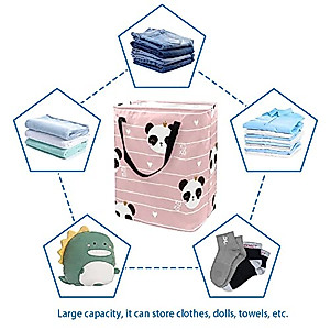 Crown Panda Print Collapsible Laundry Hamper, 60L Waterproof Laundry Baskets Washing Bin Clothes Toys Storage for Dorm Bathroom Bedroom