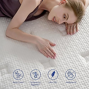 Zeelovtress Queen Mattress, 12 Inch Cooling Gel Memory Foam Mattress with 5-Zone Pocket Coils, Hybrid Mattress Queen in a Box, Medium Firm Mattress