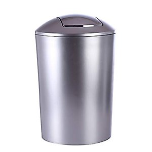 HMANE 6.5L Swing Lid Trash Can,Wastebasket Dustbin Garbage Bin with Swing Top - (Silver)