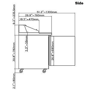 Kelvinator KCHST48.12 Stainless Steel Sandwich/Salad Preparation Table, 48" with 12GN 1/6 containers