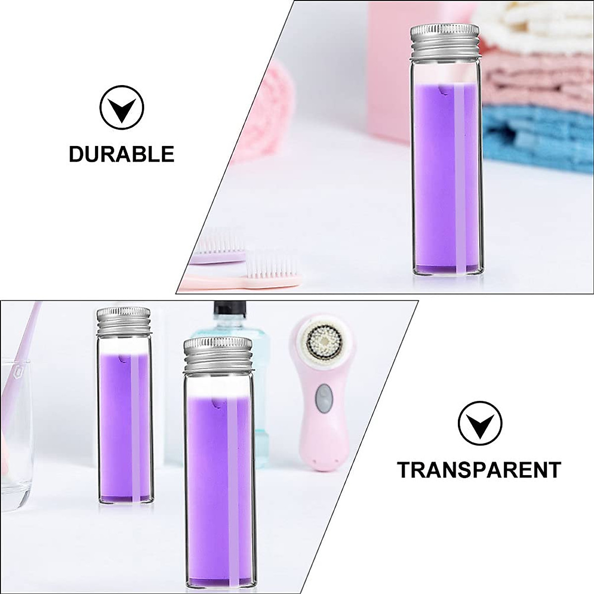 Cabilock 10pcs Clear Flat Glass Test Tubes with Screw Caps Large Test Tubes Containers for Bath Salt Candy Storage 80ml