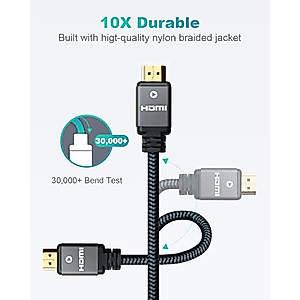 Yauhody 8K HDMI Cable 6.6ft (3 Pack), 48Gbps High Speed HDMI 2.1 Cable Durable Nylon Braided HDMI Cord, Supports 8K 60Hz 4K 120Hz 144Hz 3D Dynamic HDR HDCP 2.2 eARC 4:4:4, 100% Real 8K Quality