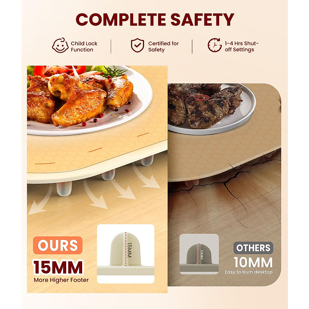 Food Warming Mat for Buffet, VEPOKA Electric Warming Tray to Keep Food Warm at Party, Silicone Heating Mat with 7 Temperature Levels& Auto Shut-Off, Food Warmers for Parties, Gatherings, Everyday Use