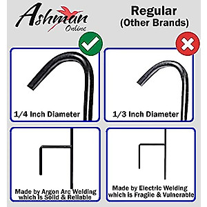 Ashman Shepherd Curled Hook (6 Pack), 35 Inch Tall 1/4 Inch Thick, Made of Premium Metal for Hanging Bird Feeders, Mason Jars, PlantHangers, Flower Basket, Christmas Lights, Lanterns, and Weddings