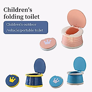 Travel Potty，Toddler Travel Potty，Portable Toddler Potty，Travel Potties Foldable ，Toddler Travel Potty Folding Toilet，Apply to Seat Emergency Toilet for Car, Camping, Outdoor, Indoor (Pink)