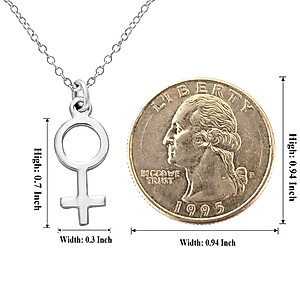 MANZHEN Simple Feminine Astrological Gender Symbol Necklace Stainless Steel 18 Inch (Hand Polished Stainless steel/Silver Look)