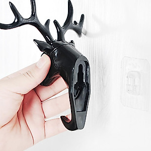 UVKDEENK 3pcs Moose Wall Hanging Hooks, Deer Head Hooks, Vintage Deer Hooks Decorative Wall Hanging Rustic Shabby Kitchen Bedroom Bathroom Towel Coat Hooks (Black)