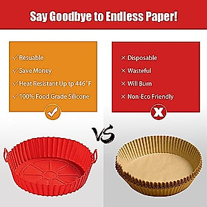 3 Pack Air Fryer Silicone Liners-Zmerob Reusable Silicone Bowl Basket for 3 to 5 QT Ninja Air Fryer, Food Grade Airfryer Basket Bowl Pot,Baking Tray Cooking Oven Accessories(Top 8in / Bottom 6.75in)