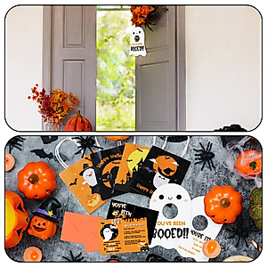 Watersay 24 Set Halloween You've Been Booed Ghost Bag Starter Kit with 24 Boo Gift Bags 24 Cardstock 24 We've Been Booed Doorknob Hangers 24 Envelopes for Neighbors Coworkers Friends (Classic Style)