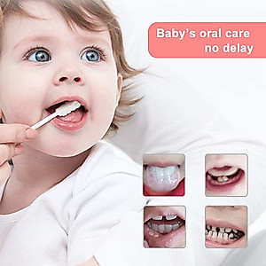 OKUYA 50 Pcs Infant Toothbrush , Tongue Cleaner, Disposable Tongue Cleaning Gauze Toothbrush, Oral Cleaning Stick, 0-36 Month Baby Oral Care