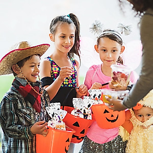 Labeol 150pcs Halloween Treat Bags, 5X11 Halloween Candy bags, Cellophane Bags Goodie Bags Party Favor Bags Clear Gift Bags Cookie Bags Trick or Treat Bags with Ties