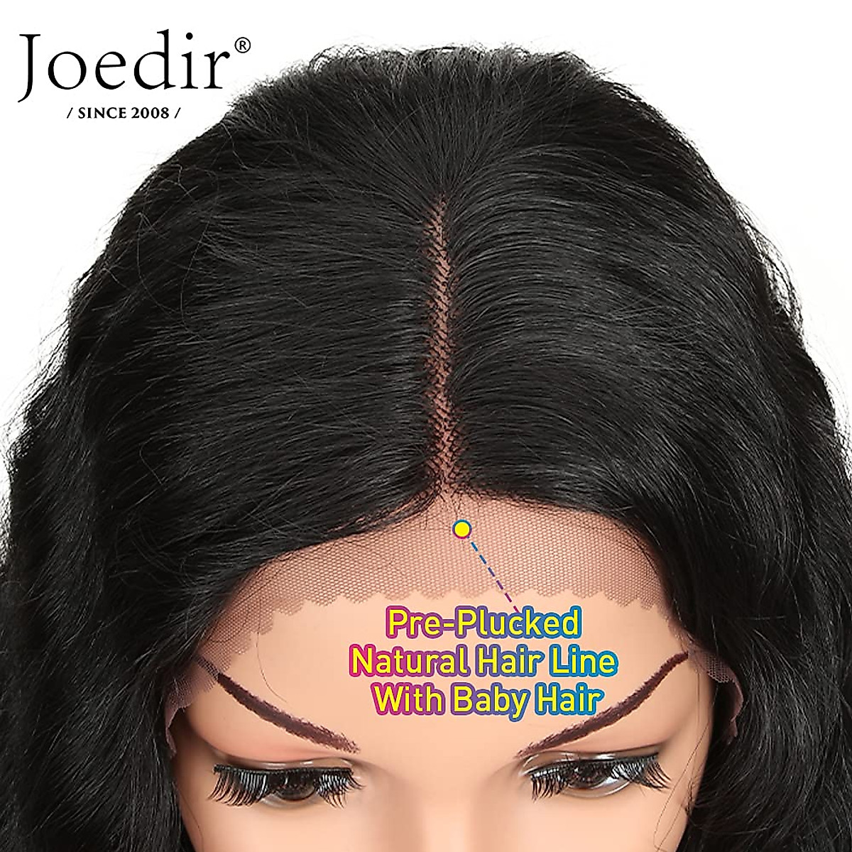 Joedir Lace Front Wigs 30'' Long Wavy Synthetic Wig 4.5" Deep Part HD Transparent Lace For Women 130% Density Wigs(BLACK COLOR)
