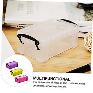 Alipis 3pcs Plastic Storage Box Plastic to Go Containers Mini Plastic Containers Plastic Organizer Box Storage Container with Lid Clothes Storage Bins Plastic Storage Bin with Lid Desktop