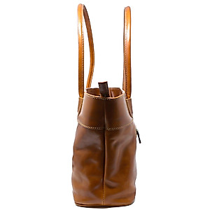 Floto Napoli Italian Leather Women's Shoulder Bag Handbag Purse (Olive Honey Brown)