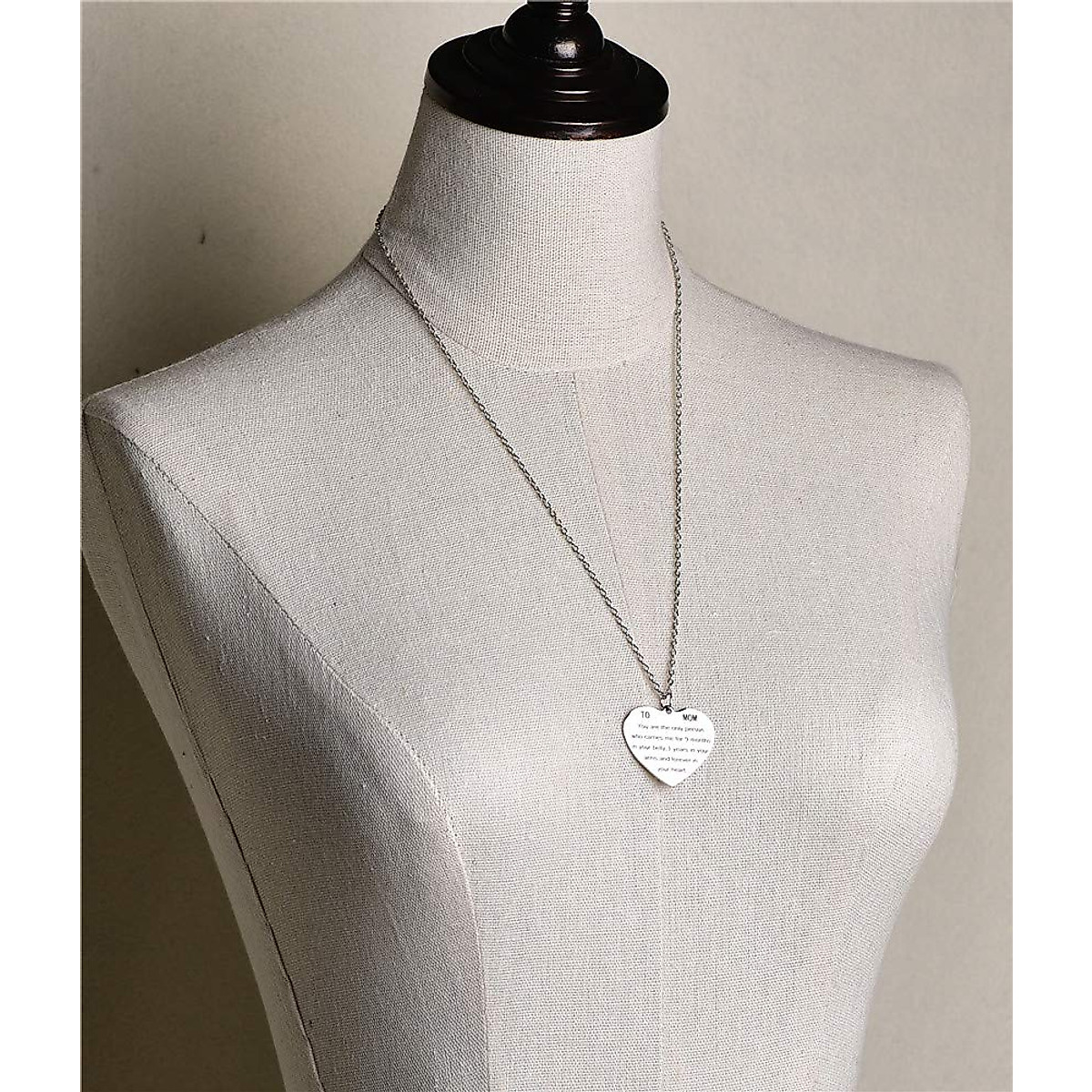 Snanr Gift for Mom: Woman, You Are the Only Person Heart shaped Pendant Necklace for Mom, Charm Necklace for Mom's Son, Daughter, Birthday, Christmas Gift for Mom
