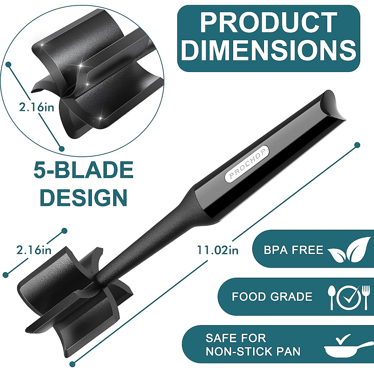 Meat Chopper, Hamburger Chopper Masher, Heat Resistant Meat Masher Ground Meat Chopper, Meat Browning Utensil for Ground Meat, Taco and Hamburger Meat