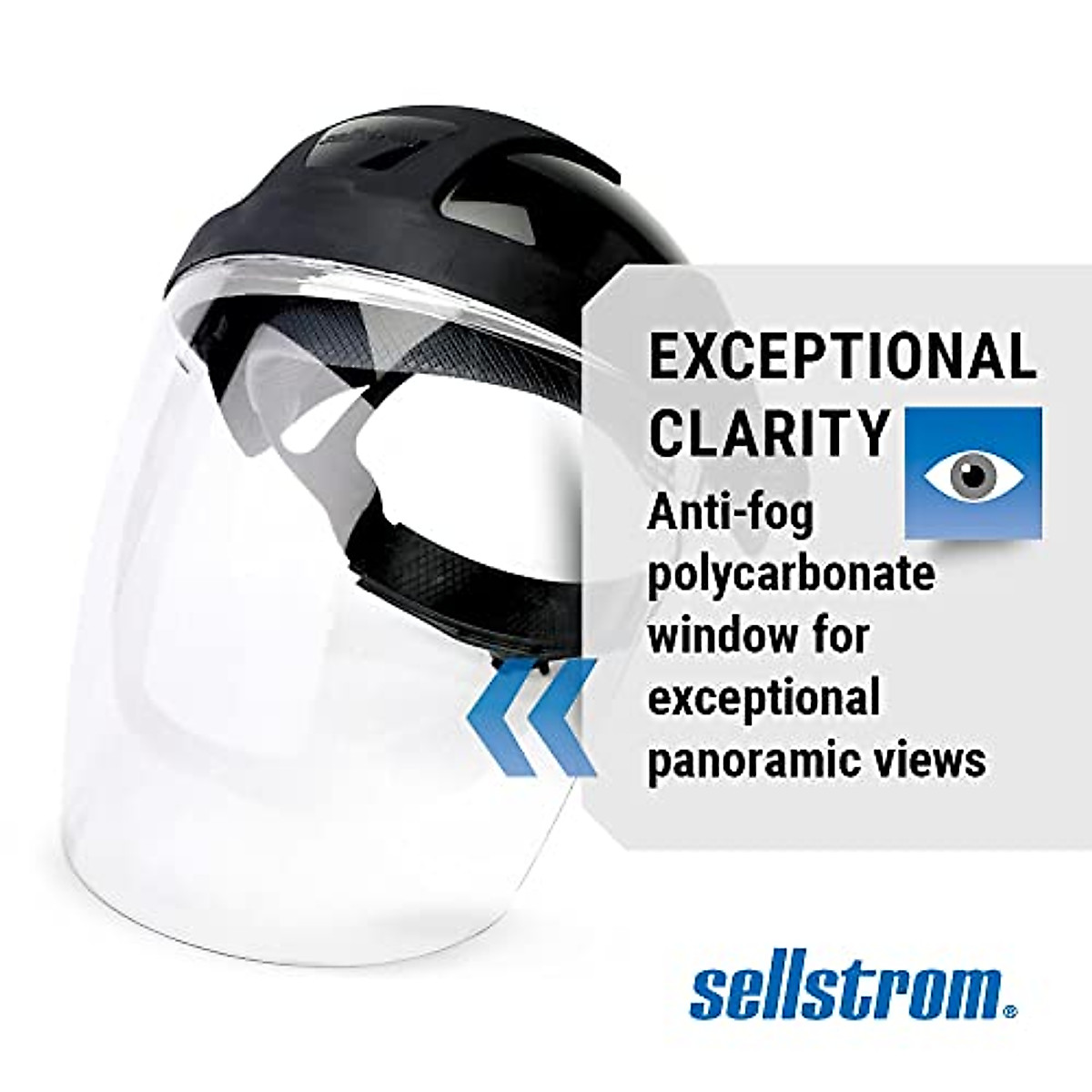 Sellstrom Face Shield - Single Crown Full Safety Mask for Men & Women - Clear Polycarbonate - Ratchet Headgear - S32010