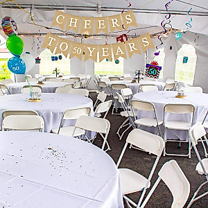 Jute Burlap Cheers To 50 Years Banner 50th Birthday Party 50th Wedding Anniversary Bunting Garland Decoration