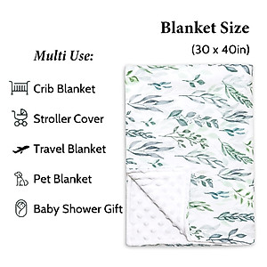 Crib Sheet and Baby Blanket, Green Leaf
