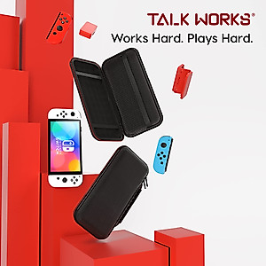 TALK WORKS Travel Case for Nintendo Switch Carrying Case Storage, Durable Dual Zippers, Rugged Handle, Side Pocket Divider Sleeve (Includes 2 Game Card Holder Cases - Holds up to 8 Game Cards)