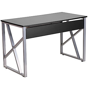 Flash Furniture Salvador Black Computer Desk with Pull-Out Keyboard Tray and Cross-Brace Frame