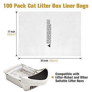 Ligebul 100 Pack Cat Robot Litter Bags for Litter R-obot 4 Waste Bags, Cat Litter Bags for Litter Box Robot 3 Waste Bags Liners Durable Litter Box Liner Replacement, 9-11 Gallons