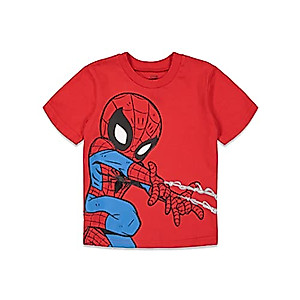 Marvel Avengers Spider-Man Little Boys Graphic T-Shirt Bike Shorts Mesh Outfit Set Red/Blue 7-8