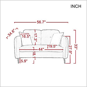 EMKK Modern Sofa Loveseat Furniture with 2 Pillows, Small Love Seats Couch for Living Room & Apartment, Easy-Assembly, Dark Gray