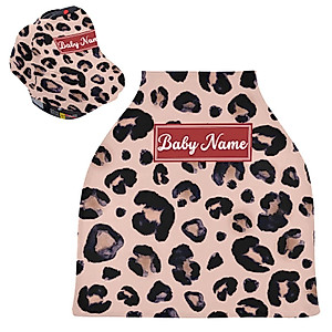 Personalized Baby Car Seat Cover Custom Name Nursing Cover Leopard Breastfeeding Scarf Newborn Essentials for Baby Boy