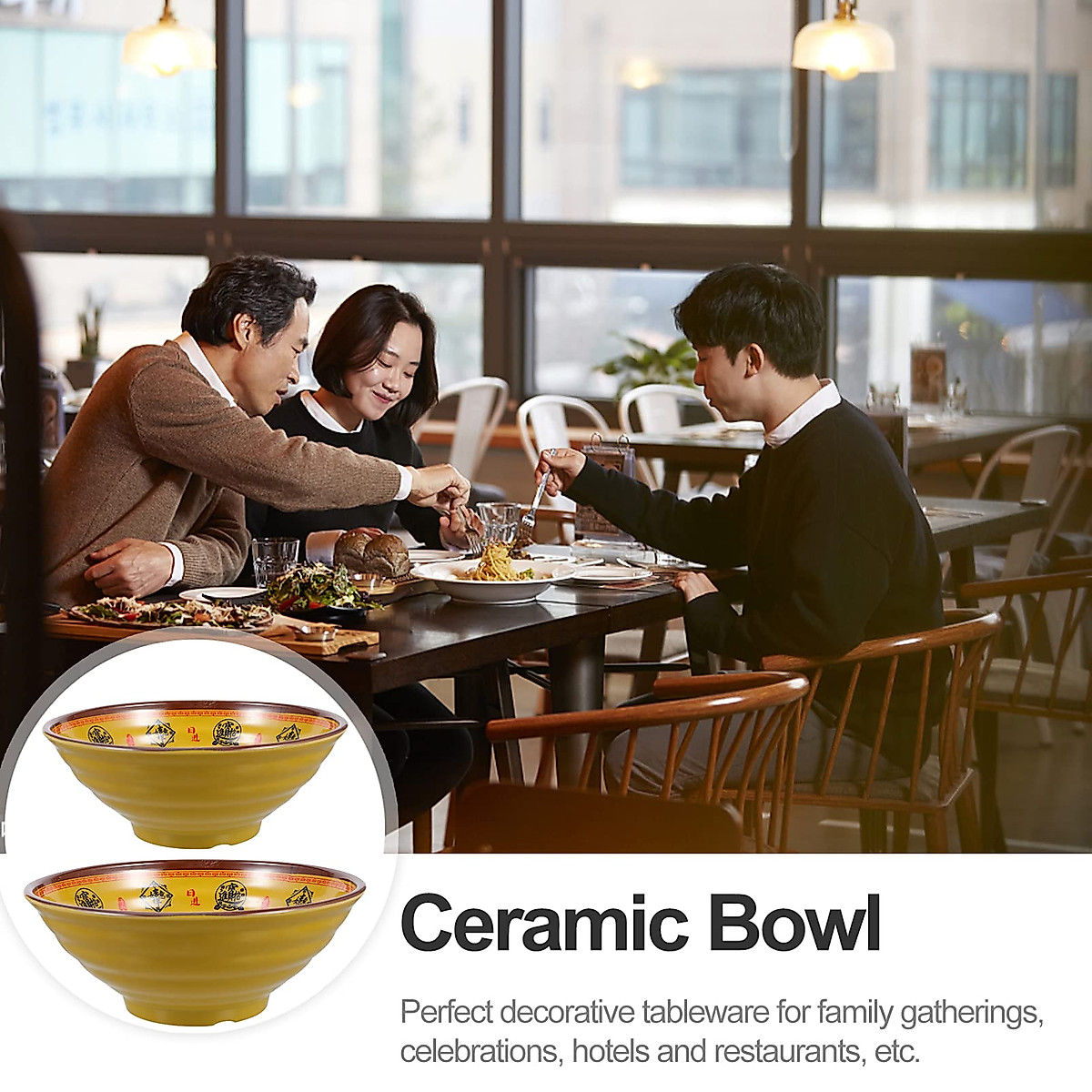 Hemoton Udon Soba Bowl Ramen Bowl Melamine Noodle Bowl Soup Bowls 8 inch Cereal Bowls Serving Bowls Chinese Japanese Decorative Tableware For Salad Soup Rice Noodle Chinese Soup Bowl