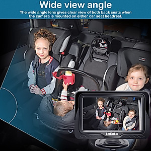 LeeKooLuu Baby Car Camera Display 3 Mins Easy Install - Plug and Play HD 1080P Clear Picture Crystal Night Vision Rear Facing Car Baby Monitor with Camera Wide View Backseat Camera Two Kids LK12