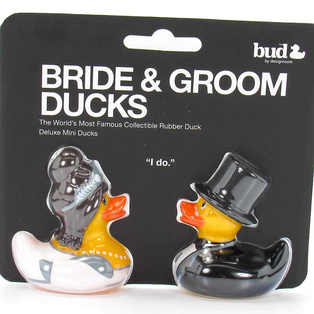 Bride & Groom Rubber Duck (Mini) Set Bath Toy by Bud Duck | Elegant Gift Packaging I do! | Child Safe | Collectable
