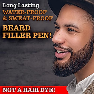 Beard Pen Filler for Men - Barber Styling Grooming Pencil - Waterproof Proof, Sweat Proof, Long Lasting Solution with Natural Finish - Cover Beard and Scalp Patches in Seconds - Black 1 Pack